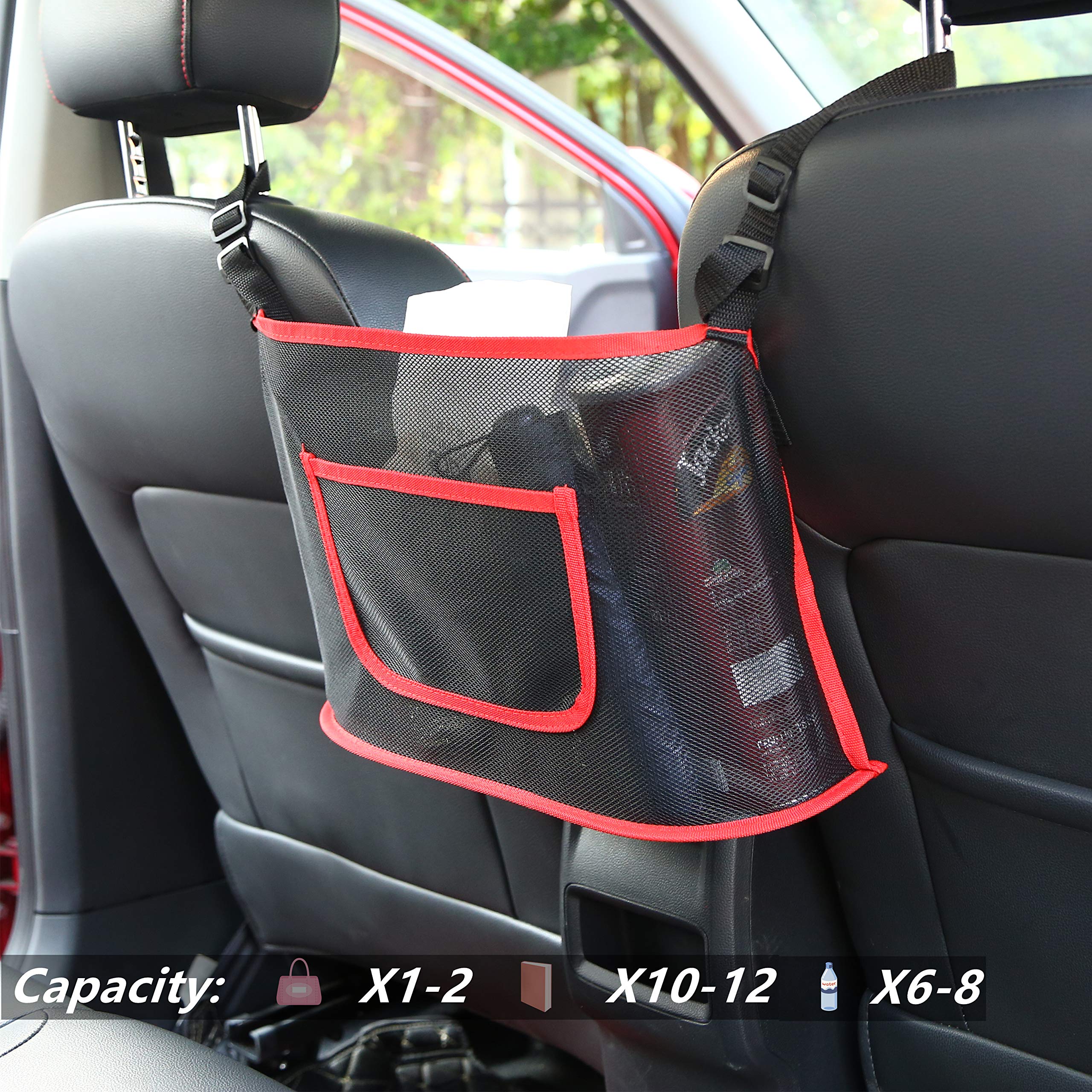 DAYFULI Car Net Pocket Handbag Holder, Car Purse Holder Between Seats ...