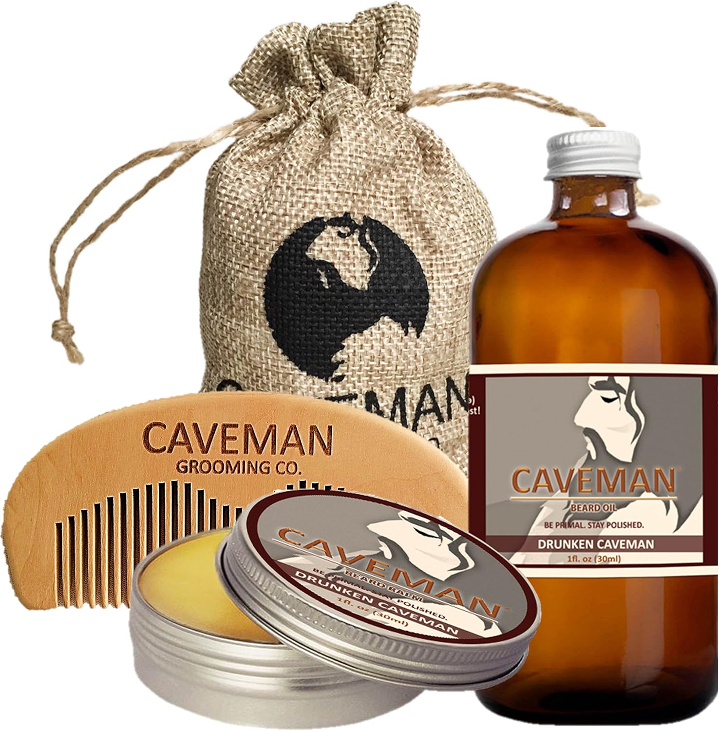Amazon.com : Caveman Beard Care Set for Men, Natural, Beard Oil, Beard ...