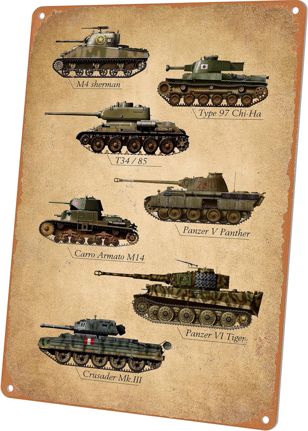 Amazon.com: Wallors Military Decor Vintage ww2 Tanks Cool Gifts for Men ...