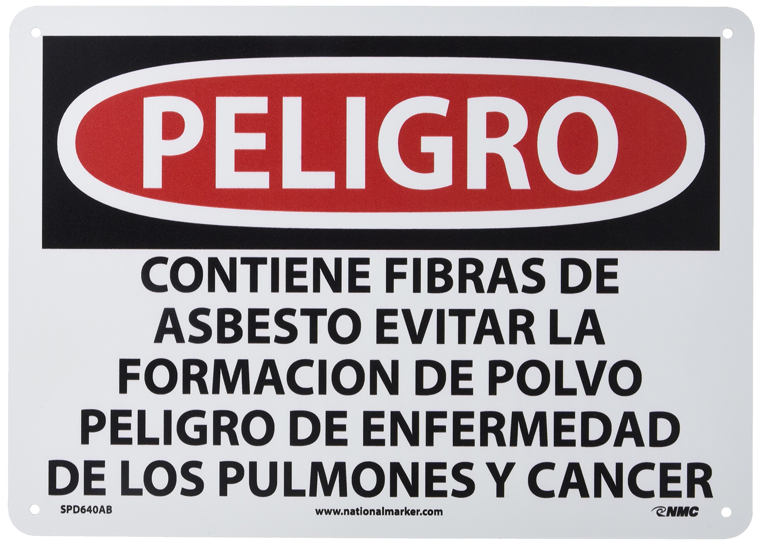 Buy NMC SPD640AB OSHA Sign, Legend "PELIGRO - CONTIENE FIBRAS DE ...