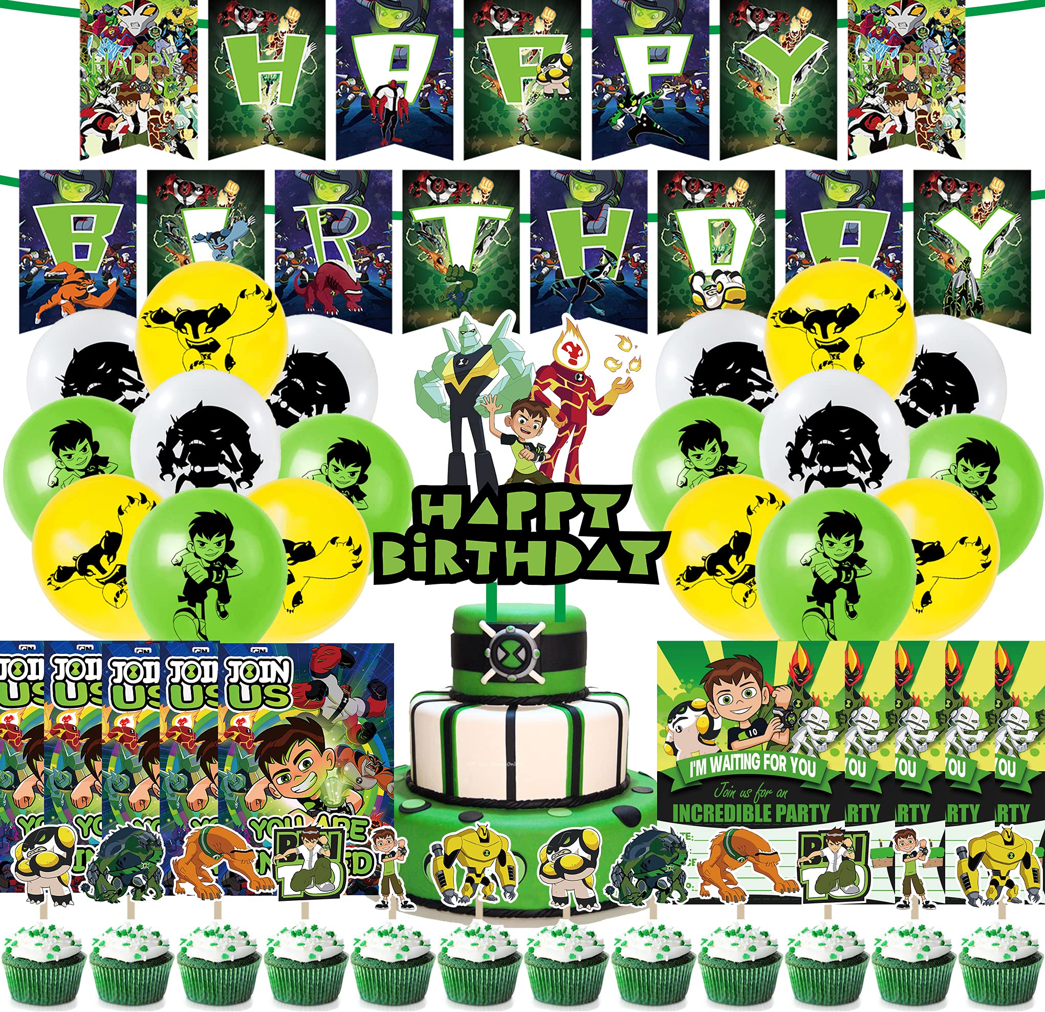 Ben 10 Party Supplies Birthday Ben10 Theme Party Supplies Includes ...