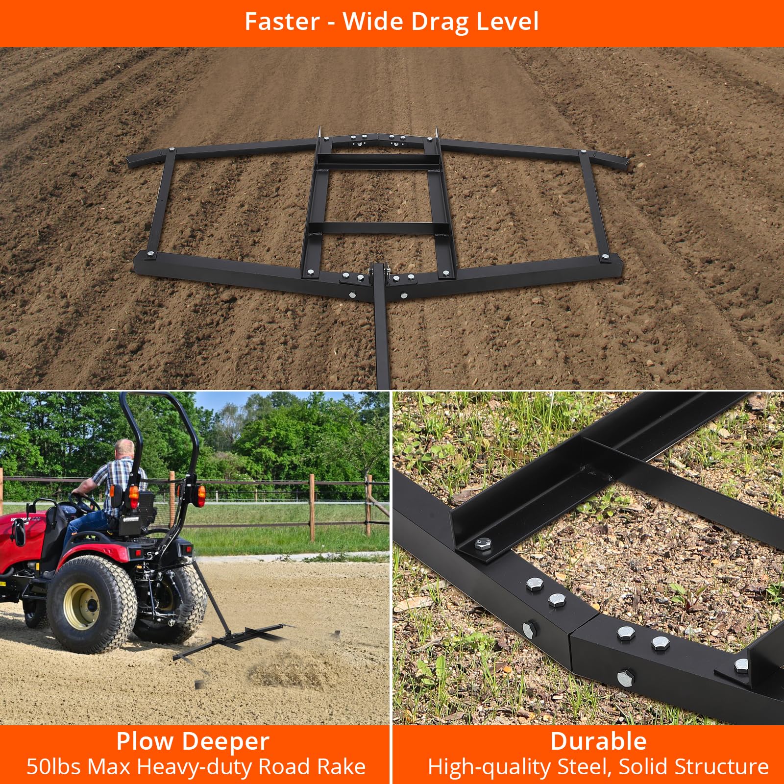Snapklik.com : Hipicute Driveway Drag 66" Drag Harrow Driveway Grader ...