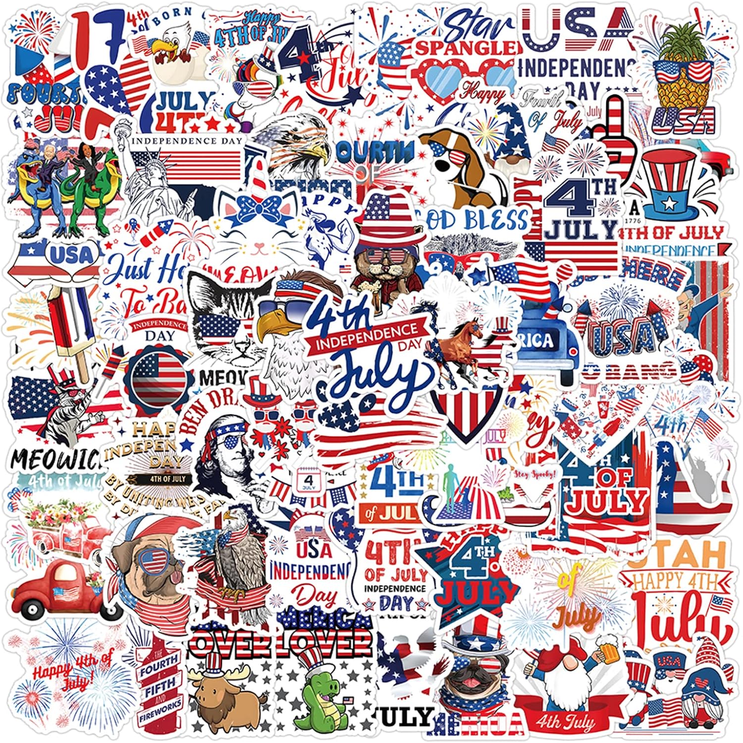 Amazon.com: American Patriotic Stickers 100 Pcs, Independence Day Vinyl ...