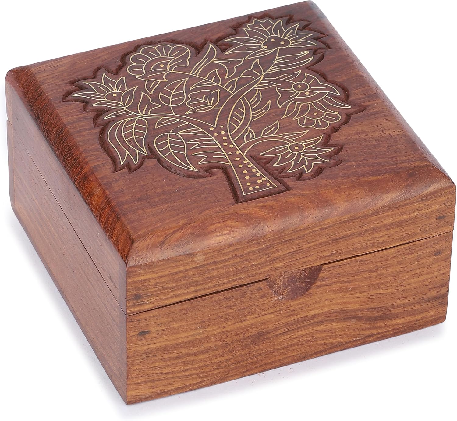 Amazon.com: Ajuny Handcrafted Wooden Jewelry Box with Tree Design and ...