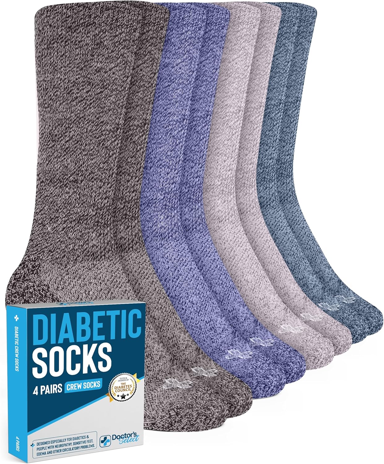Amazon.com: Doctor's Select Diabetic Socks for Men and Women - 4 Pairs ...