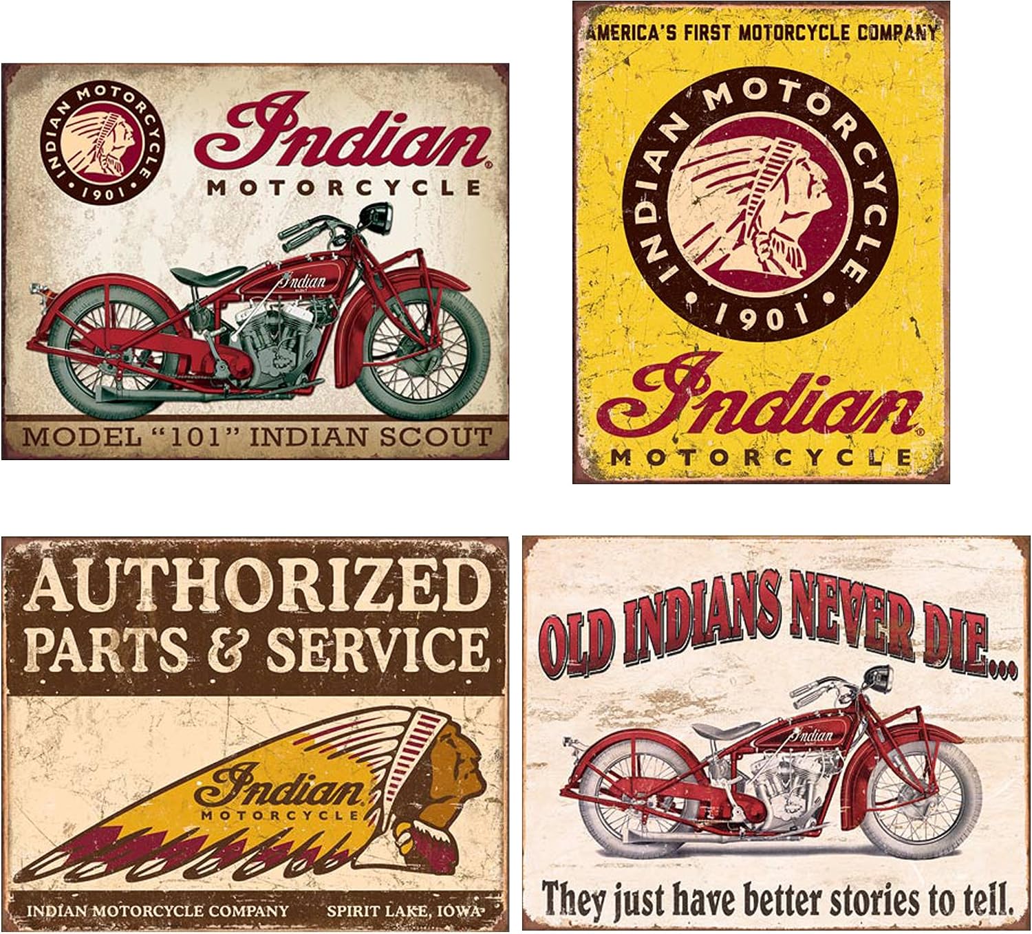 Amazon.com: Indian Tin Sign Bundle - Indian Scout, Indian Motorcycles ...
