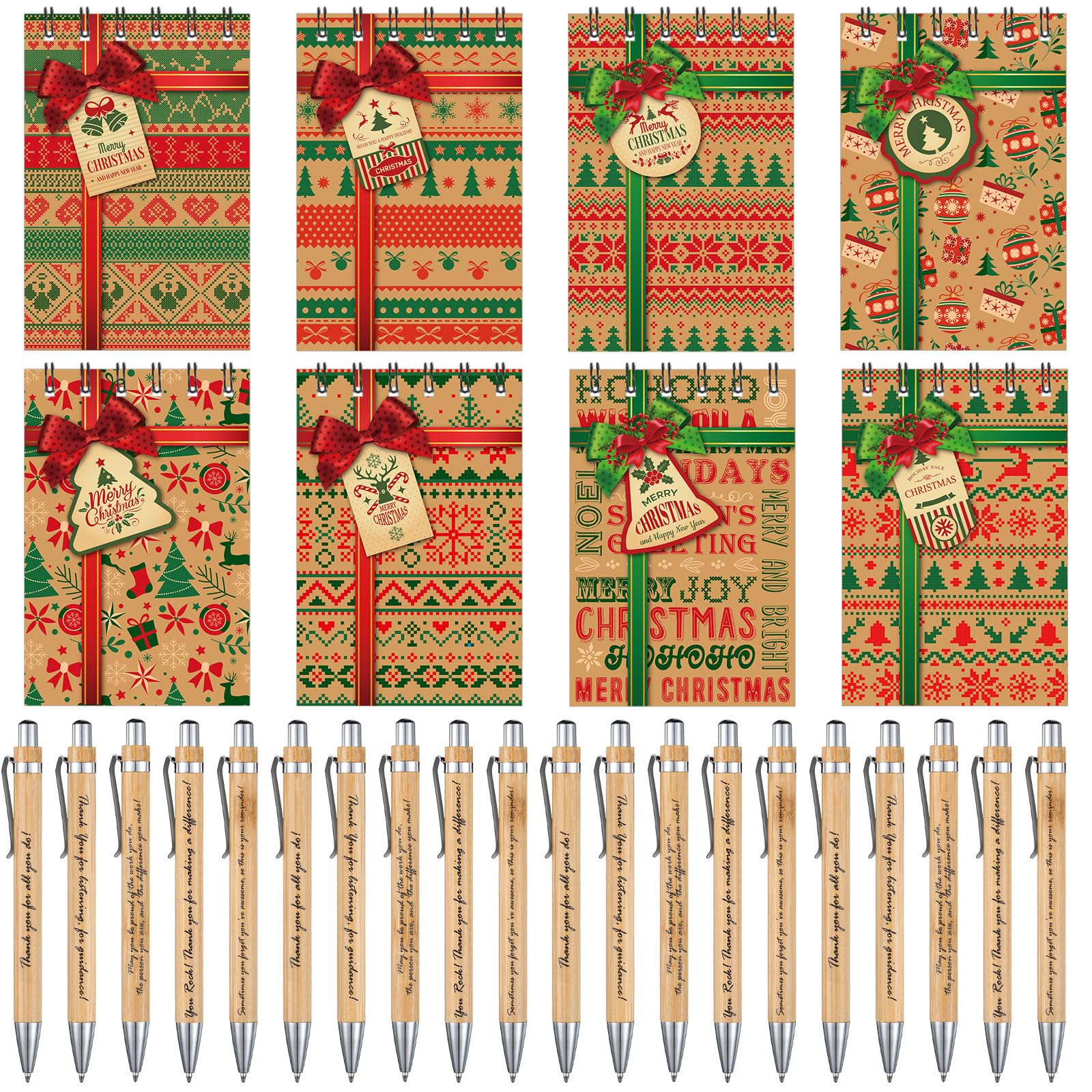 Amazon.com: Outus 96 Pcs Christmas Mini Notepads with Pens Sets Vintage ...