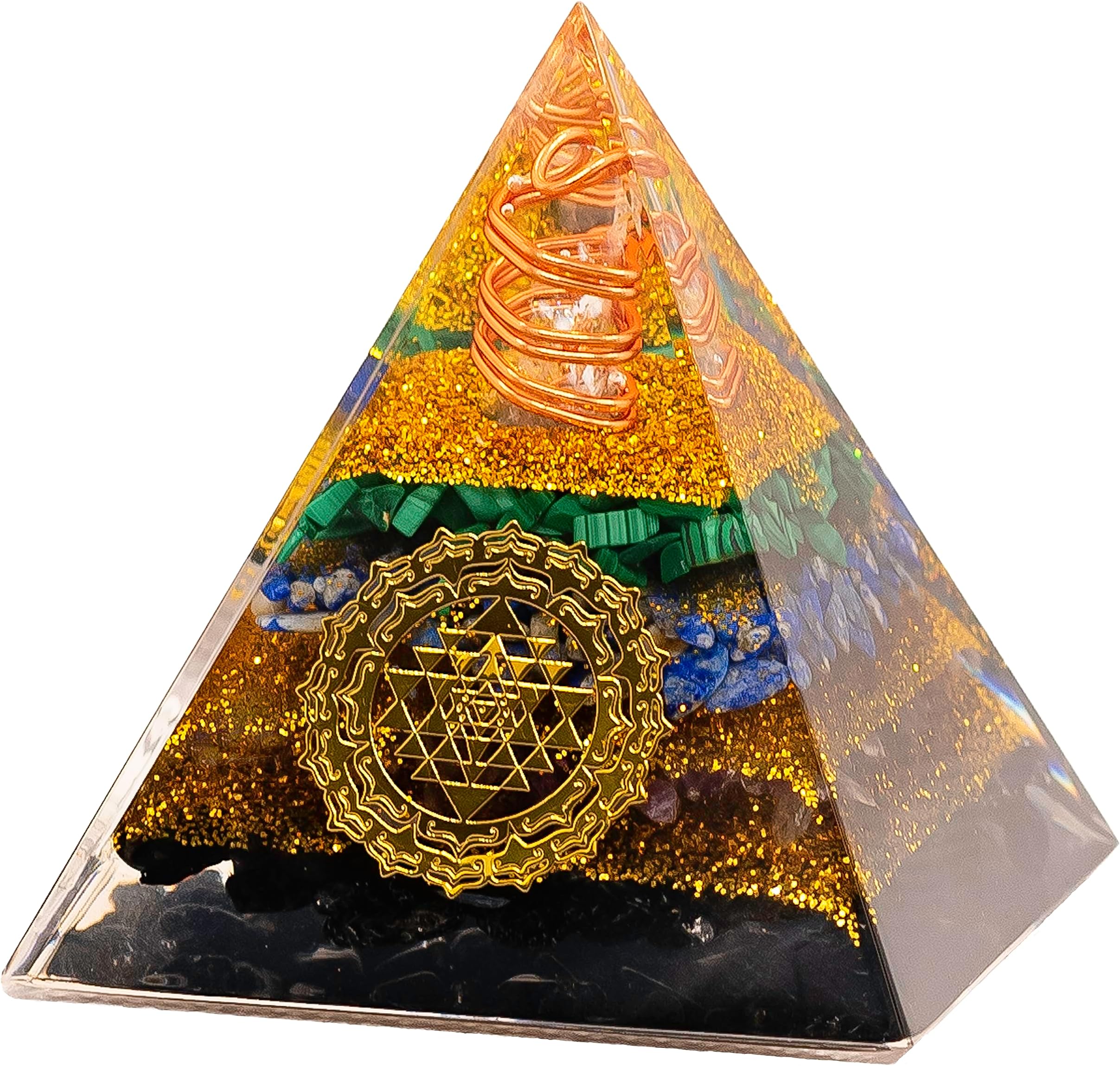 Amazon.com: Real Crystal Black Tourmaline Orgonite Pyramid W/Flower of ...