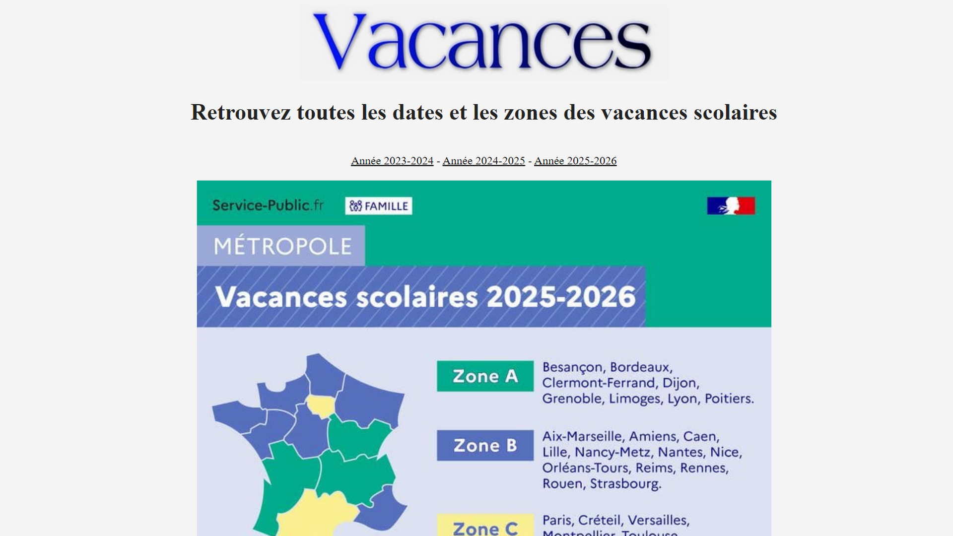School holiday calendar in France - App on Amazon Appstore