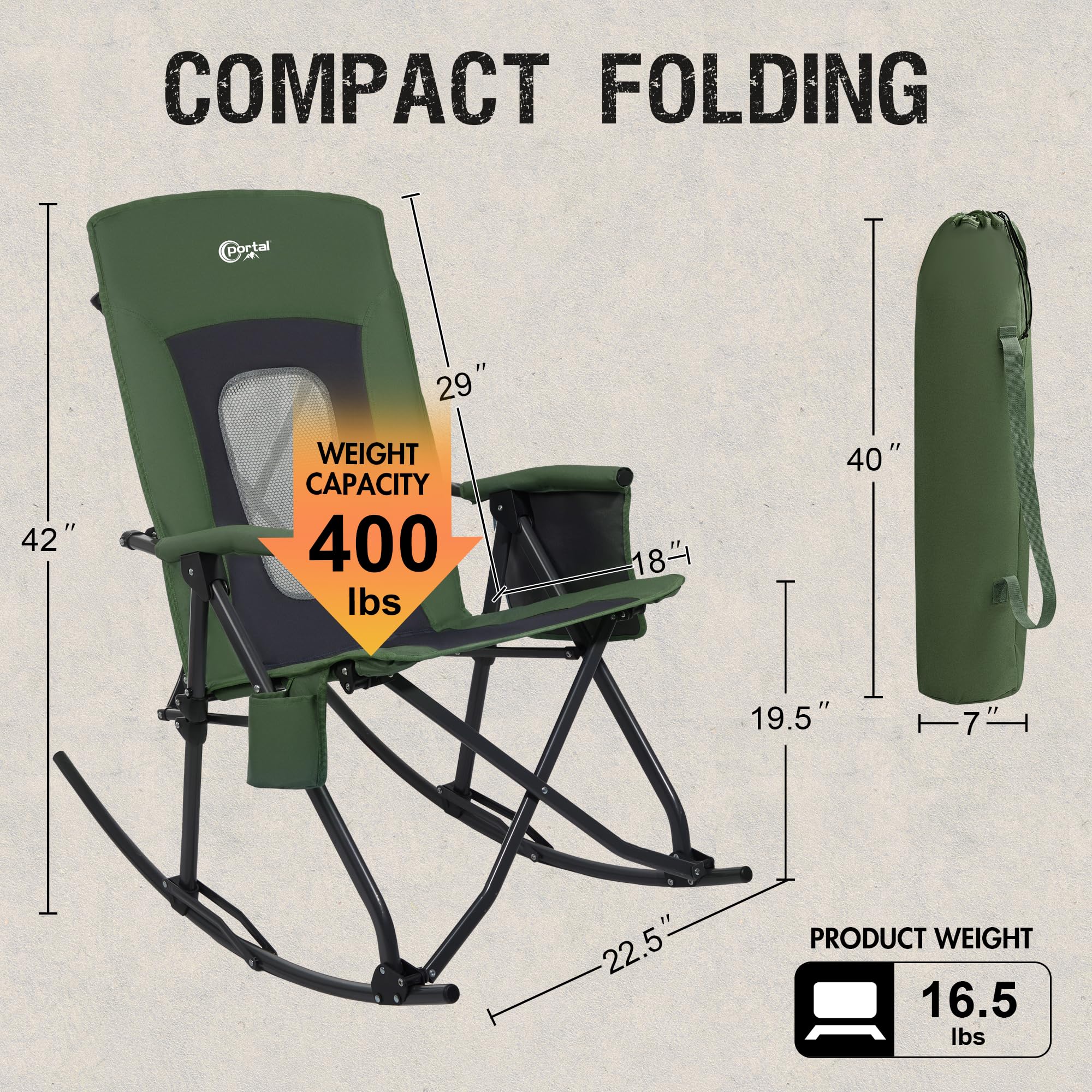 Snapklik.com : PORTAL Oversized Folding Rocking Camping Chair Portable ...