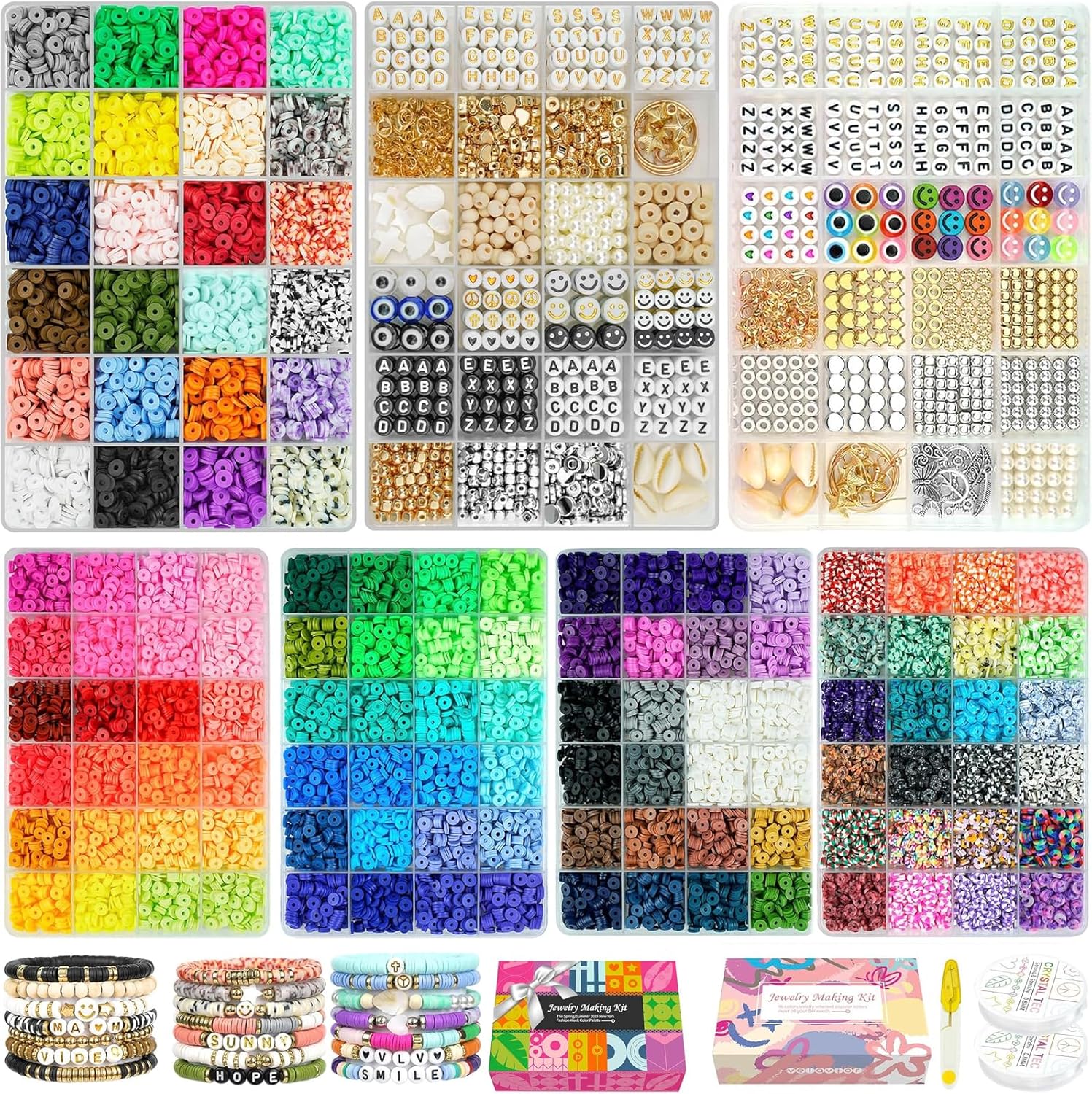 Amazon.com: Velavior 22500 Pcs Clay Beads Bracelet Making Kit, 7 Boxes ...