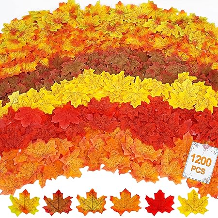 Amazon.com: 1100PCS Fall Artificial Maple Leaves Thanksgiving Autumn ...