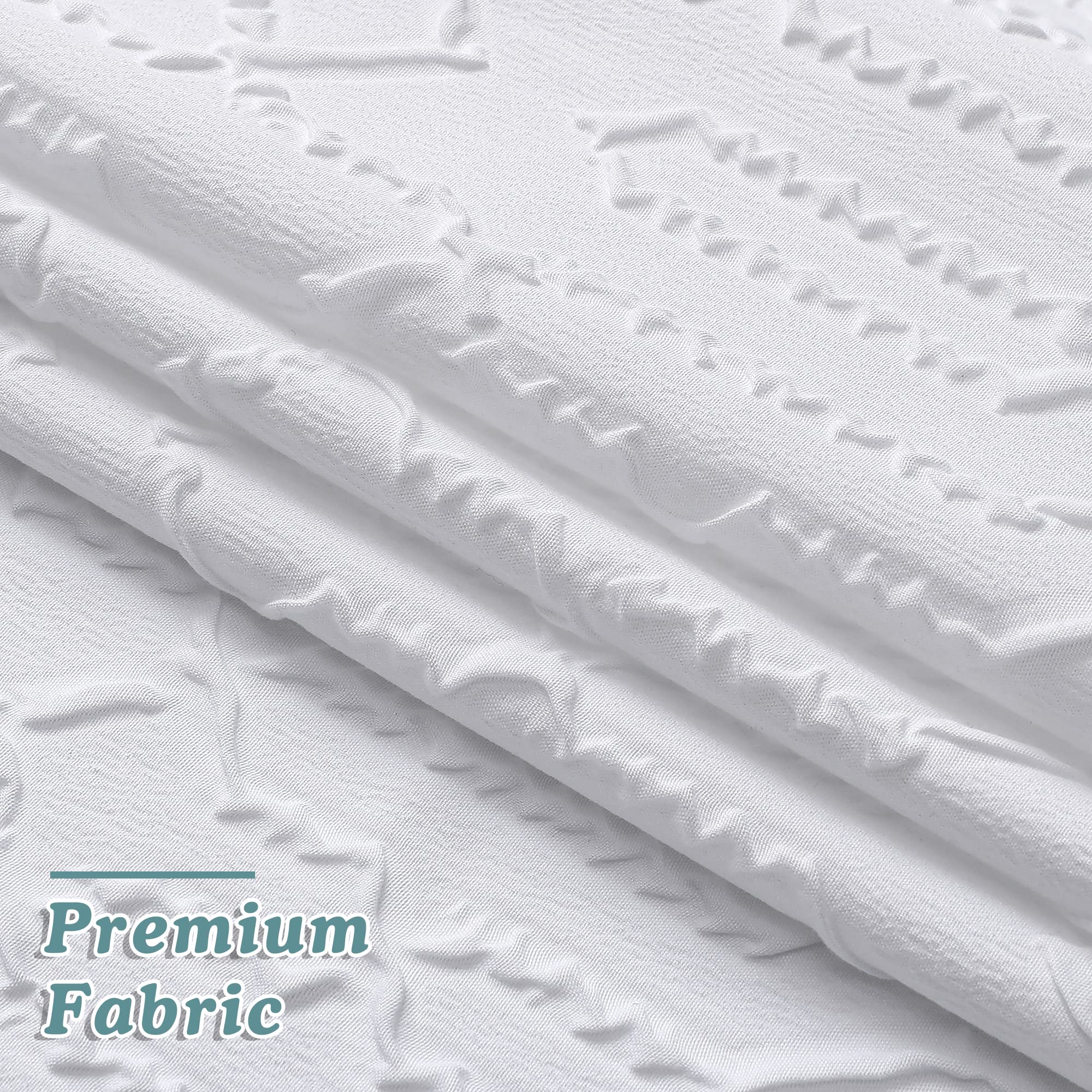 Snapklik.com : White Shower Curtain For Bathroom, 3D Embossed Textured ...