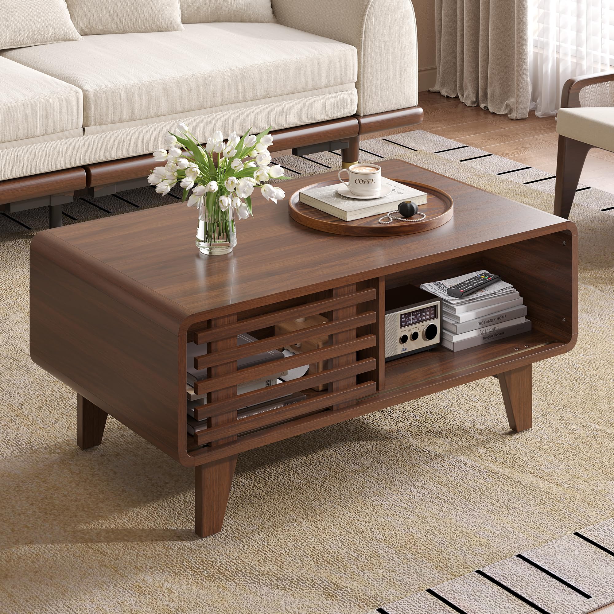 Amazon.com: Luoxiao Mid Century Modern Coffee Table with Storage ...