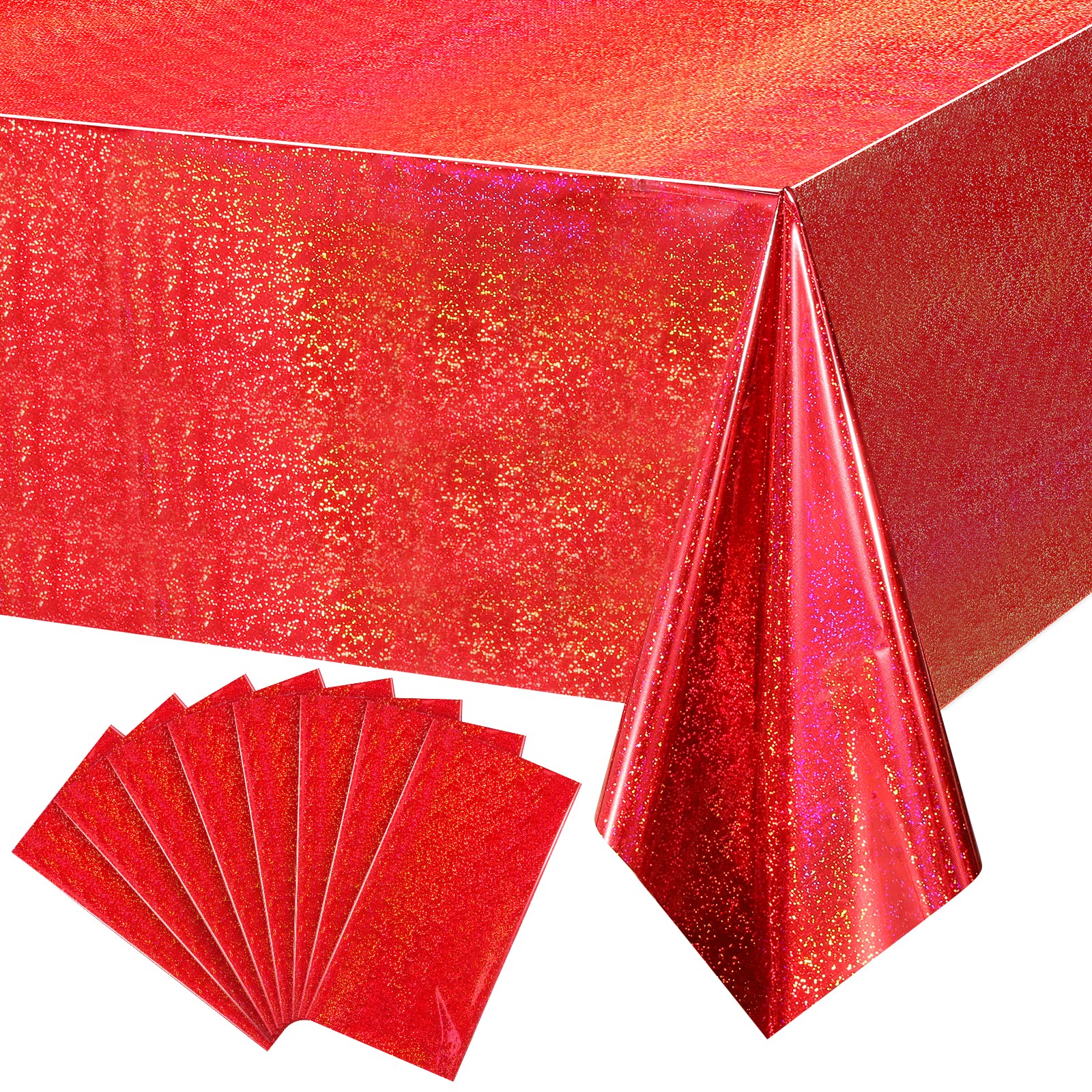 Amazon.com: 8 Pack Iridescence Red Plastic Tablecloths Shiny Disposable ...