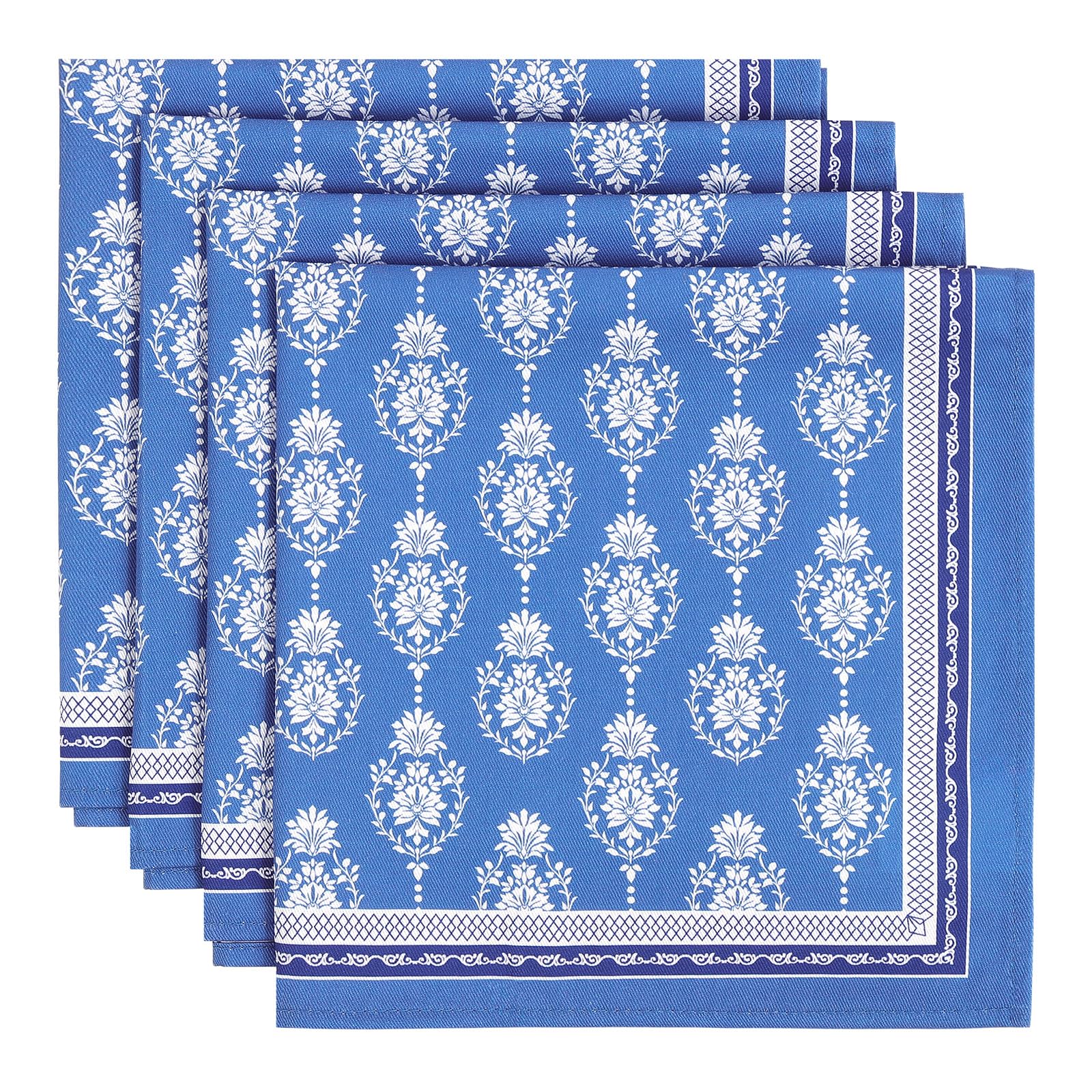 Amazon.com: Arquiel Blue Floral Print Cloth Napkins 100% Cotton, 18" X ...