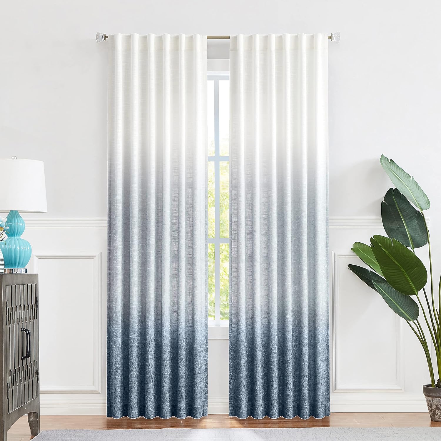 Amazon.com: Central Park Ombre Window Curtain Panel Linen Gradient ...