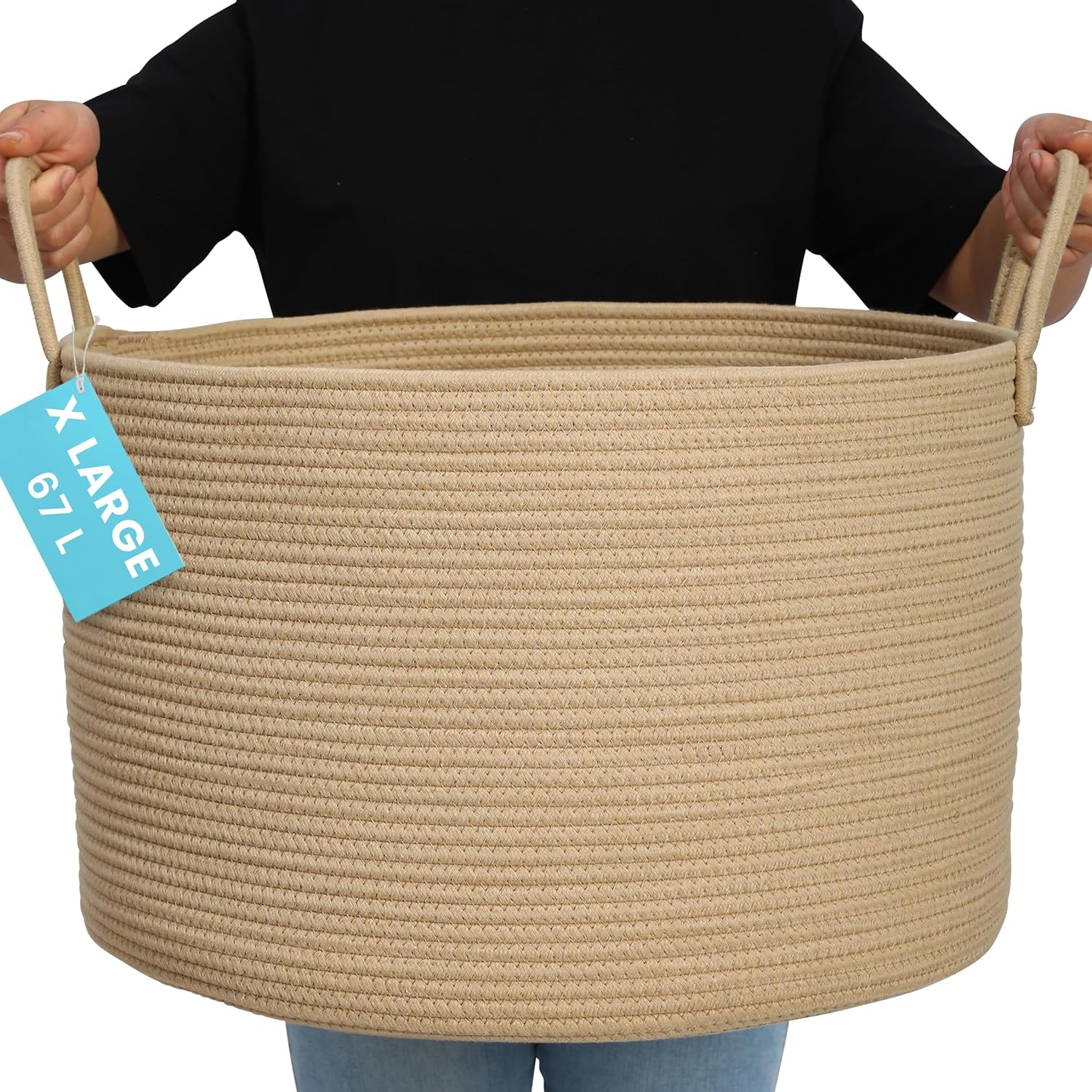 Organihaus Extra Large Rope Toy Basket for Kids Storage, 67L Woven Rope ...