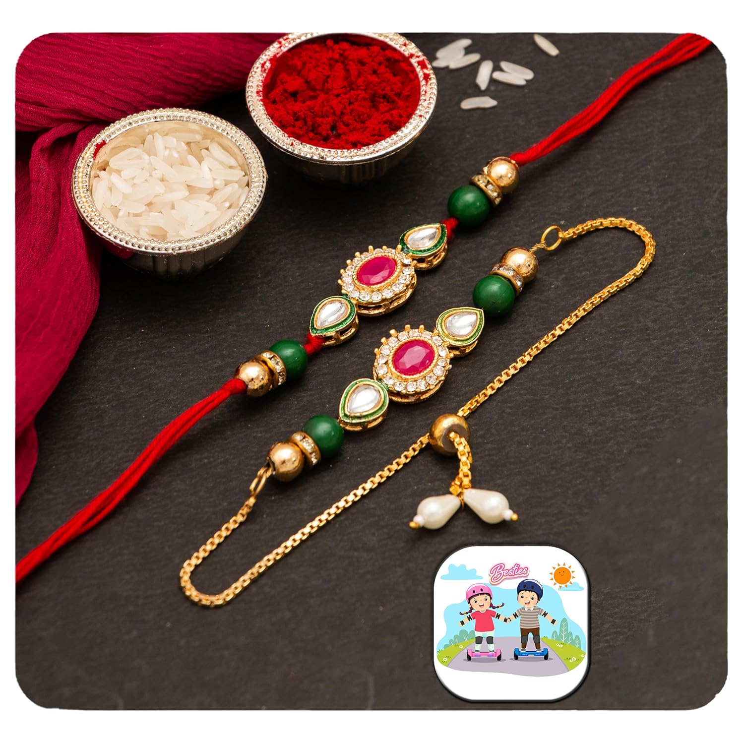CraftVatika Rakhi Magnet Gift for Brother and Bhabhi Lumba Floral Rakhi ...