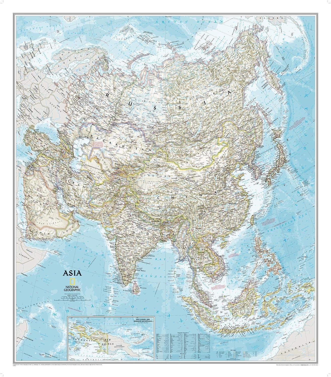 Asia Classic Map [Laminated]: Reference Maps : Nat Geo Maps: Amazon.fr ...