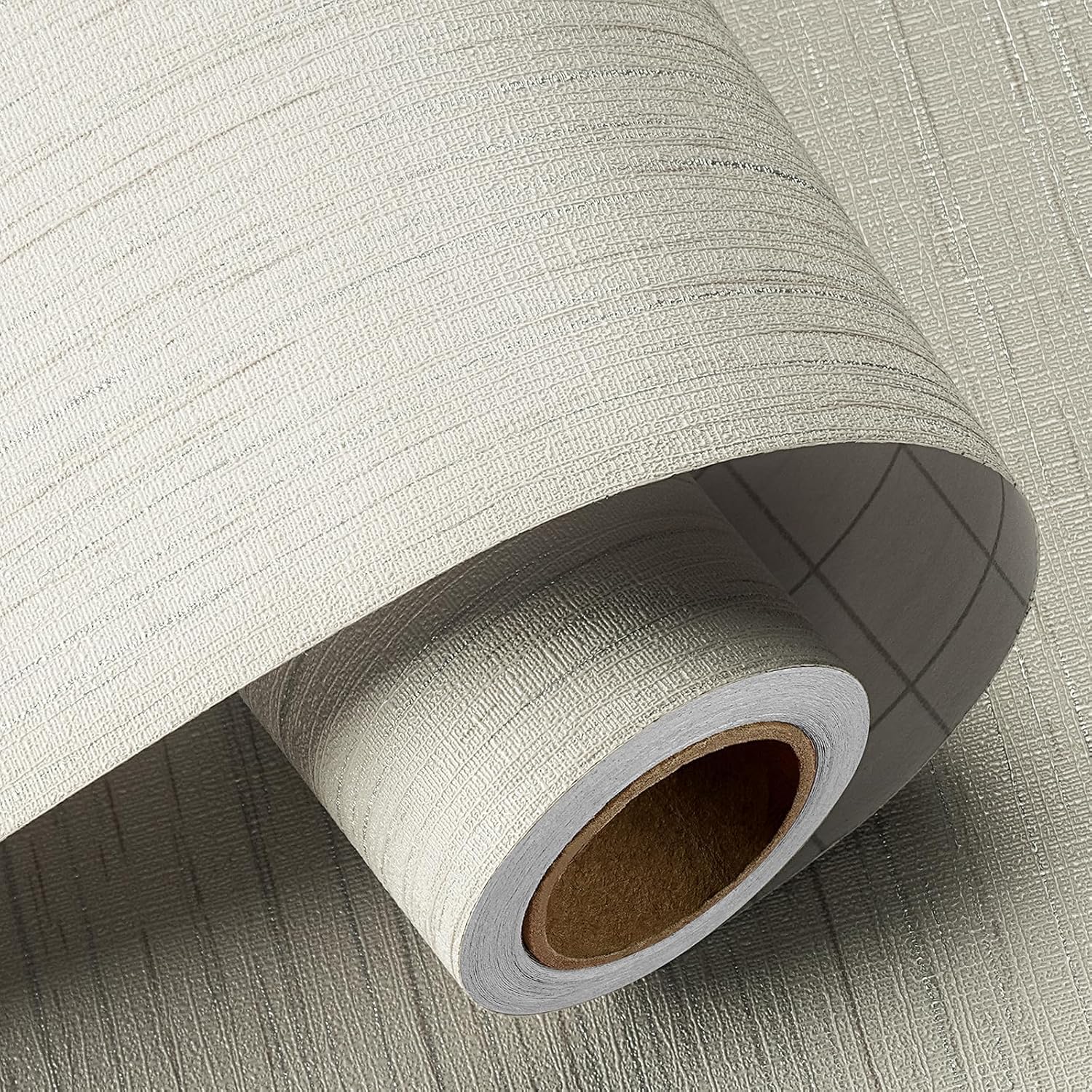 HelloWall Faux Grasscloth Peel and Stick Wallpaper Beige Cream Peel and ...