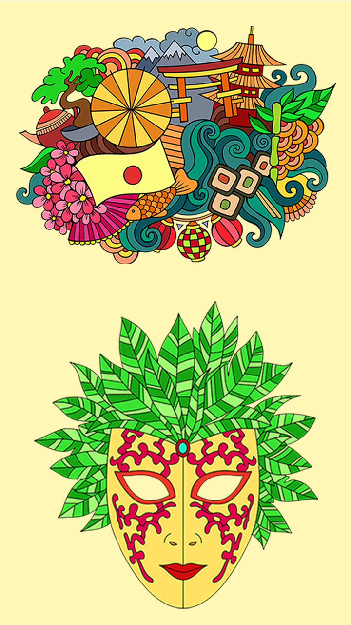 Japanese Coloring Book : Color by Number - Coloring Games for Adults ...