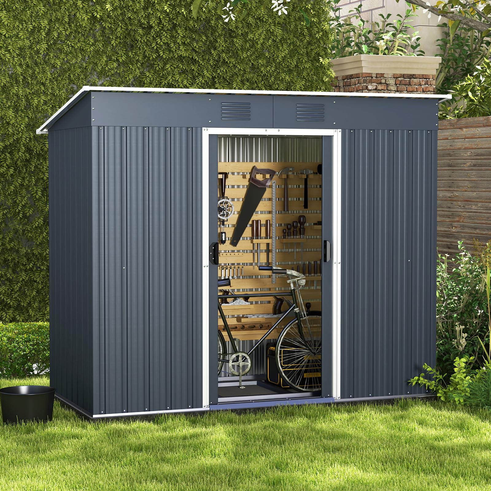 Amazon.com : IRONMAX Outdoor Storage Shed with Floor, 6 x 3 FT ...