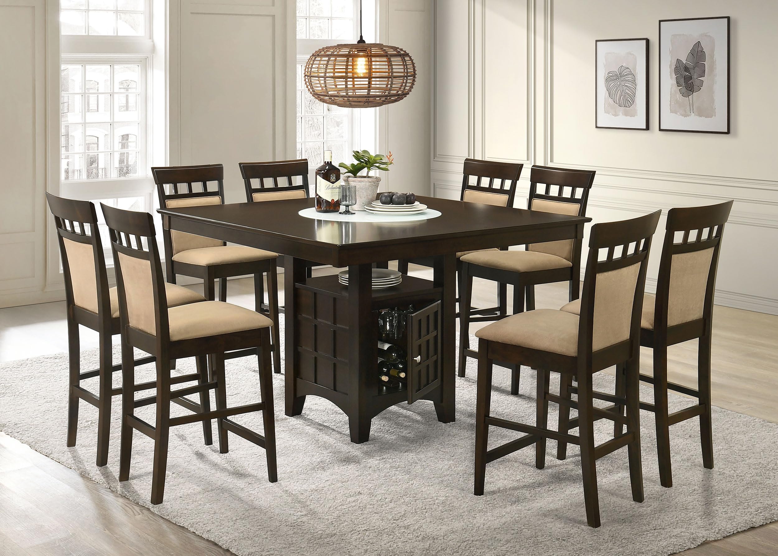 Amazon.com - Coaster Gabriel 9-Piece Wood Counter Height Dining Set in ...