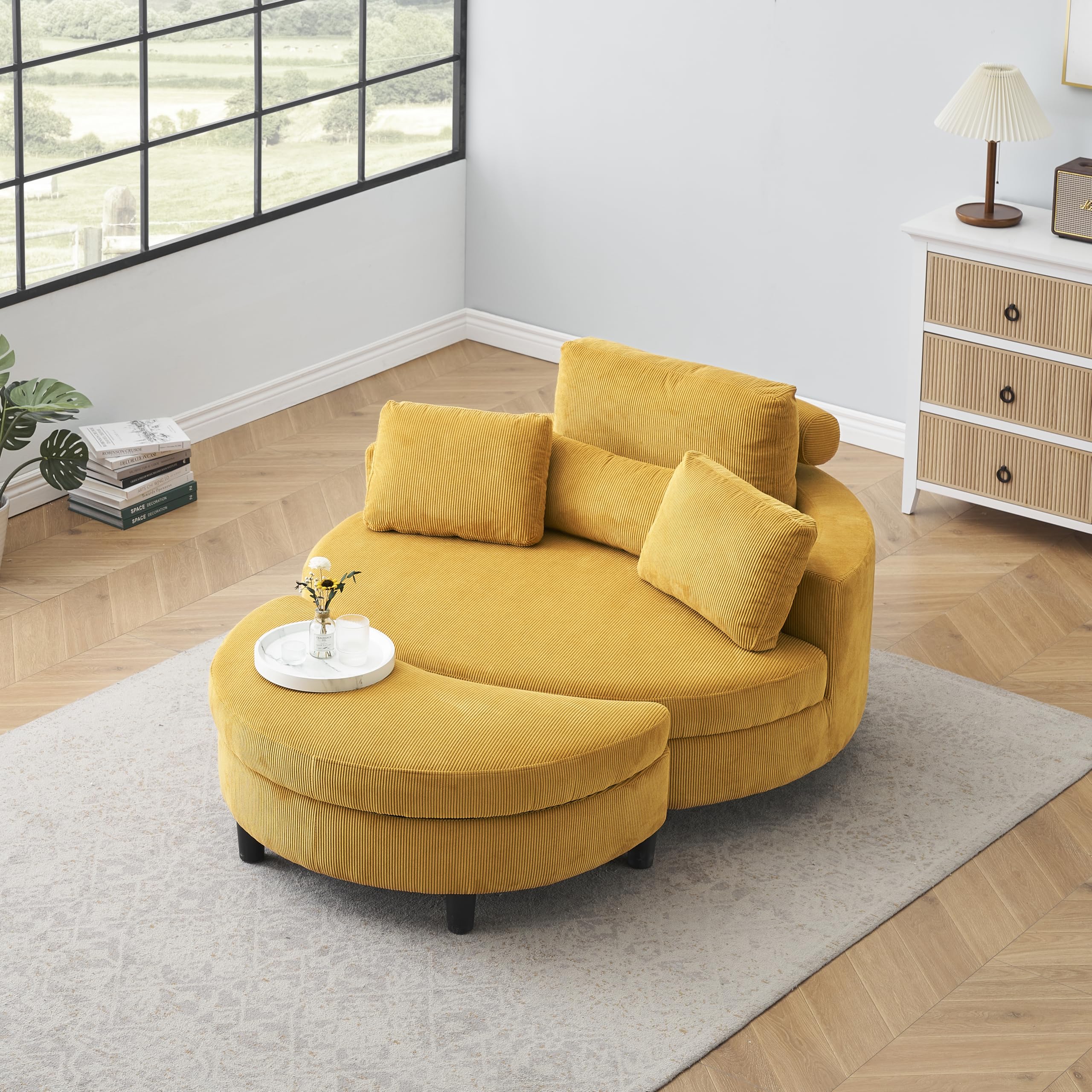 Amazon.com: 51" Oversized Round Accent Barrel Chair Leisure Chaise ...