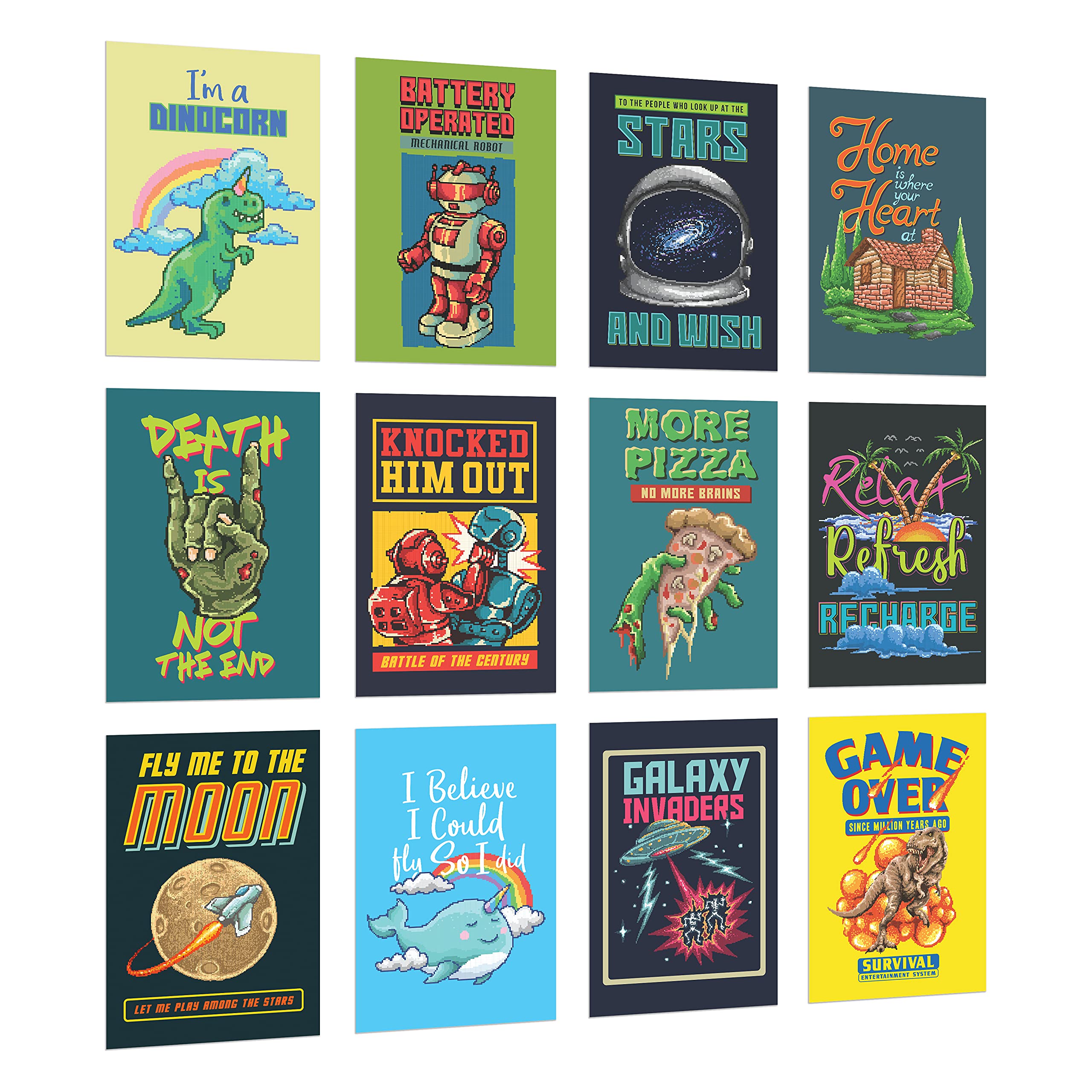 Hk Studio Vintage Poster Of Pixel Art Self Adhesive Vinyl | Desertcart GB