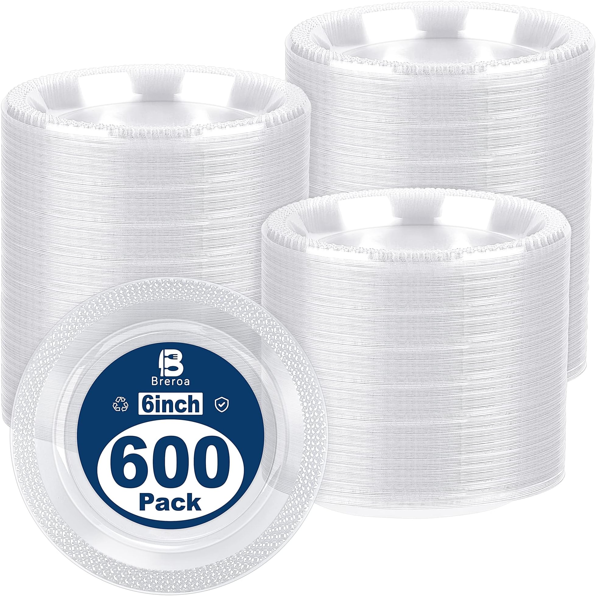 Amazon.com: Sabary 600 Count Clear Plastic Plates 6 Inch Plastic ...