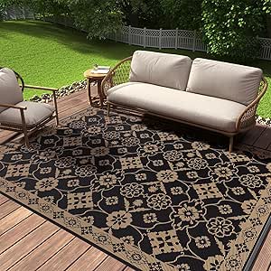 Amazon.com: COCOER-Floral Outdoor Rug 5x7 Waterproof-Reversible Indoor ...