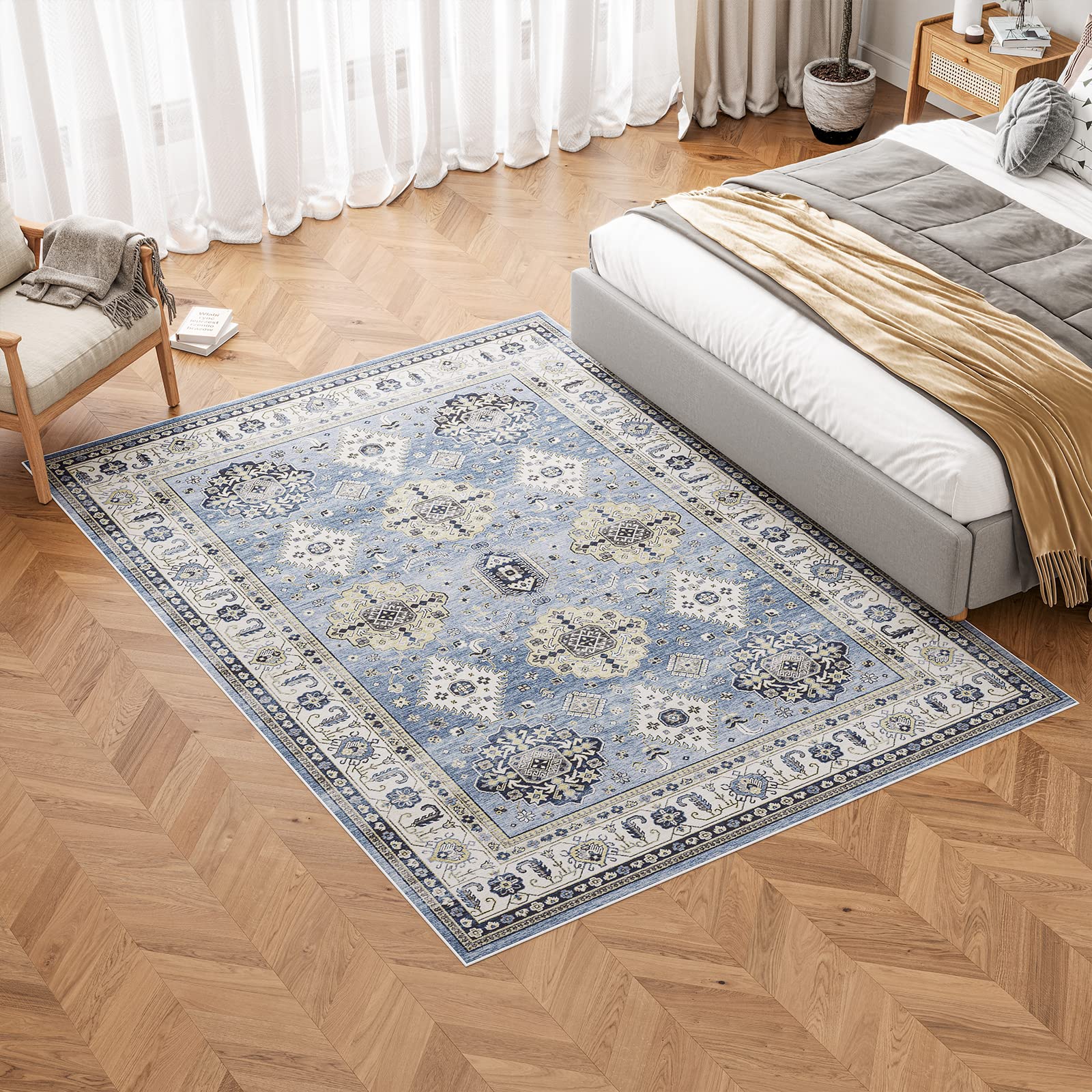 Dripex 9x12 Area Rugs - Stain Resistant Washable Rug Distressed Boho ...