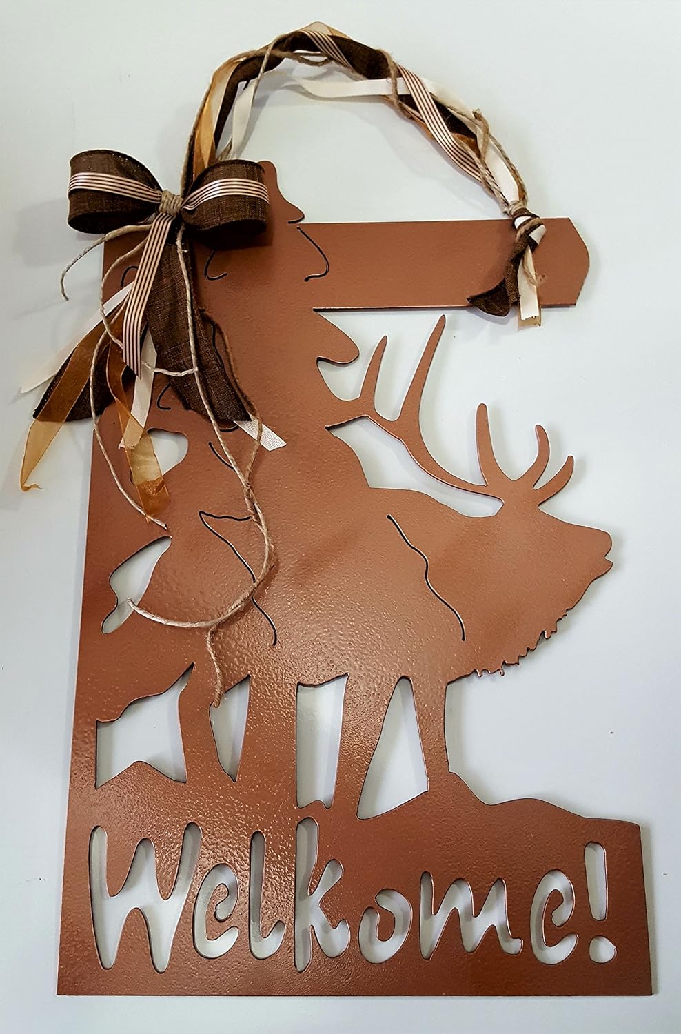 Amazon.com: Elk Welcome Sign - "Welkome" is an 11.5"x18.5" metal sign ...