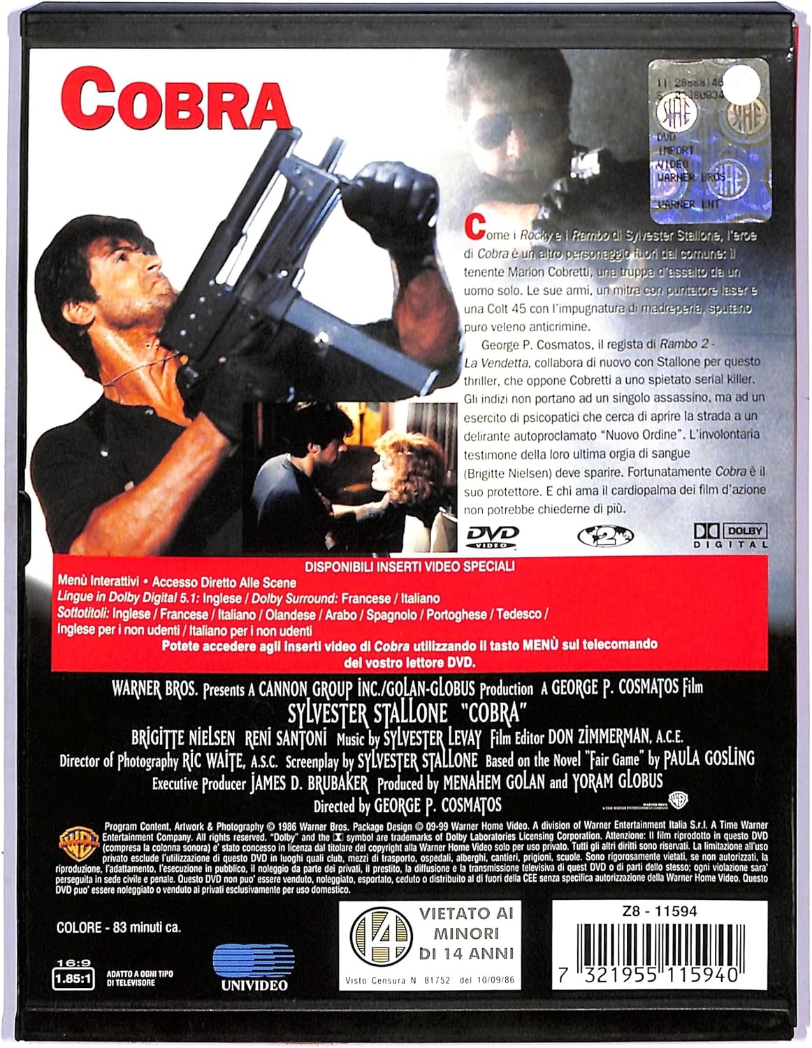 Cobra [DVD] [1986] [Region 1] [US Import] [NTSC]: Amazon.co.uk ...