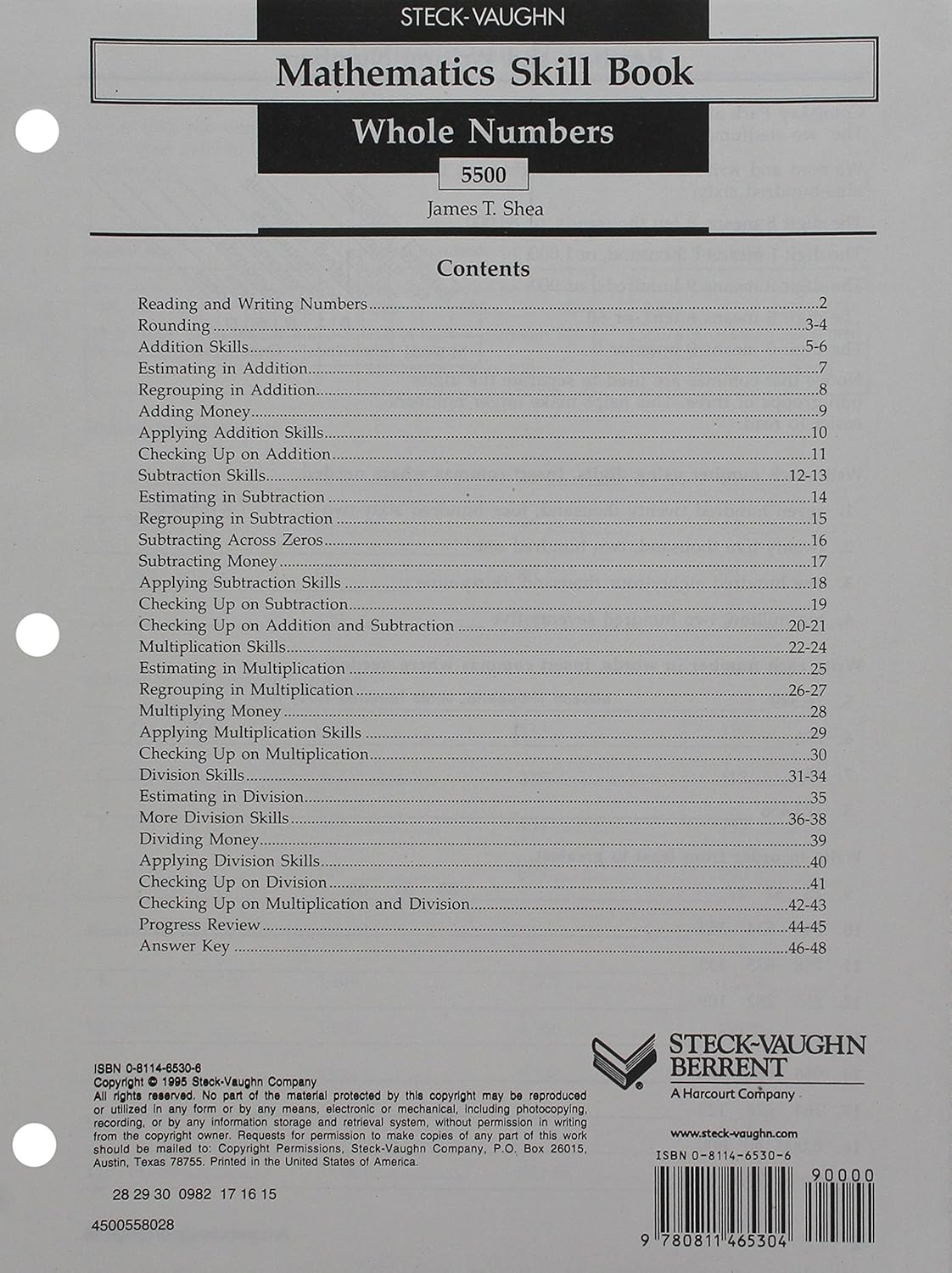 Mathematics Skill Book 5500: Whole Numbers, 10 pk: Steck-Vaughn ...