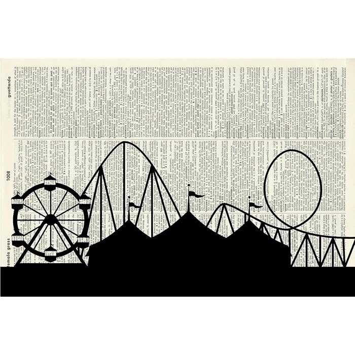 Buy Funfair Art Print - Fairground Art Print - Funfair Silhouette ...