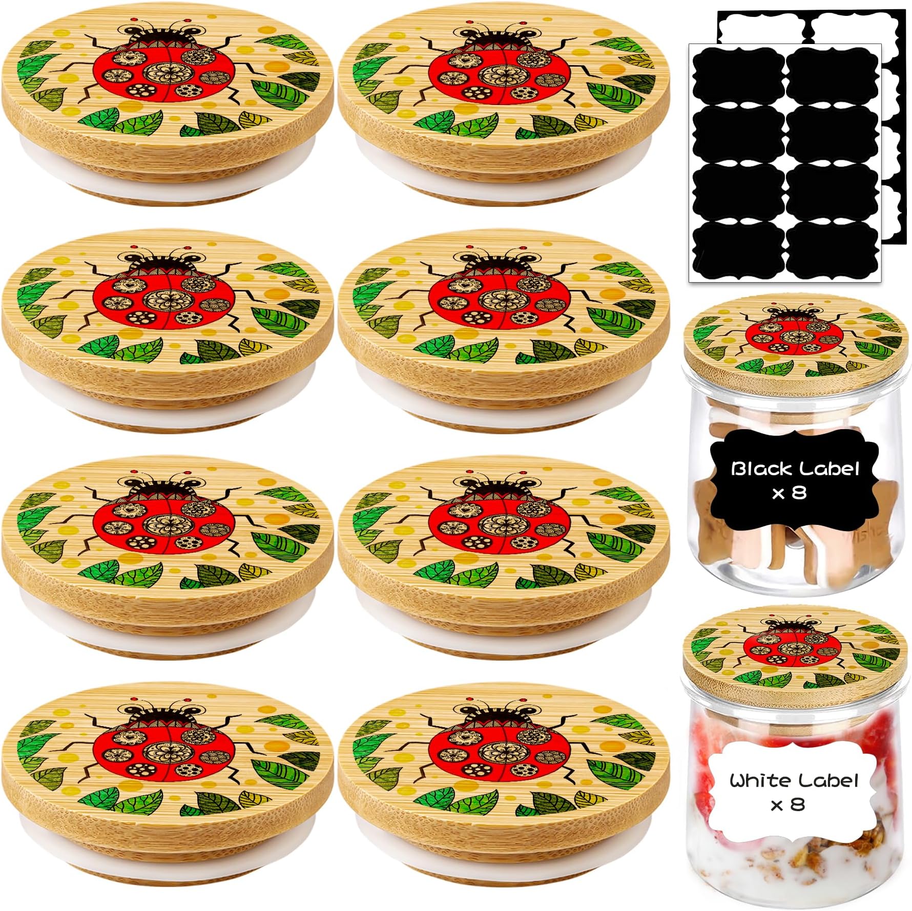Amazon.com: TBWIND 8 Pack Oui Yogurt Jar Lids Reusable Bamboo Seven ...