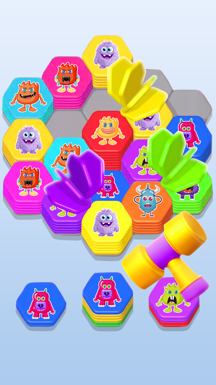 Hexa Sort Monster Color Puzzle Game: Hexa Stack Sorting Hexagon ...
