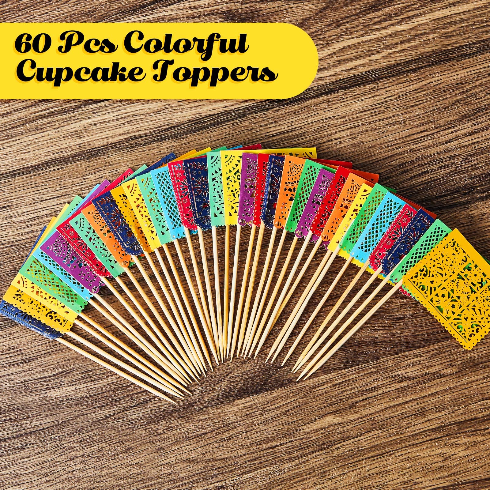 Snapklik.com : Epakh 60 Pcs Mexican Fiesta Cupcake Toppers Mini Papel ...