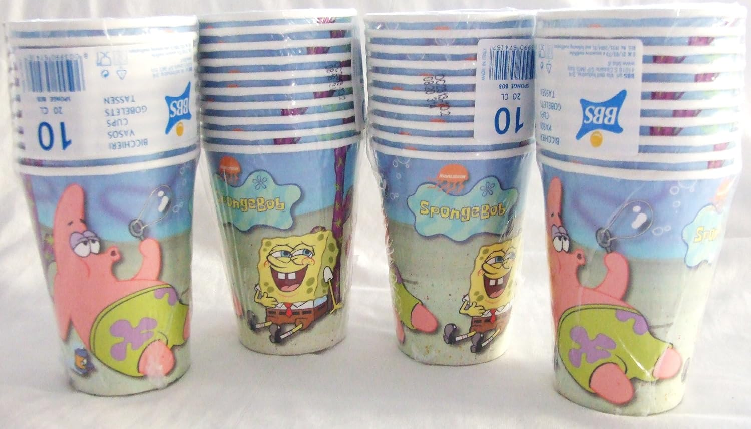 Amazon.com: SpongeBob Paper Cups - 4 packs x 10 (40 Cups): Home & Kitchen