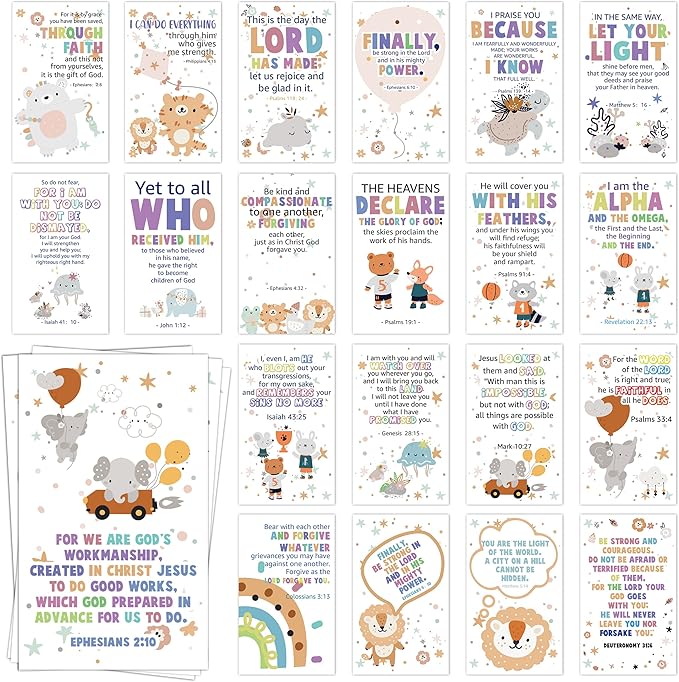 Amazon.com : 60 Inspirational Prayer Cards for Kids with Assorted Bible ...