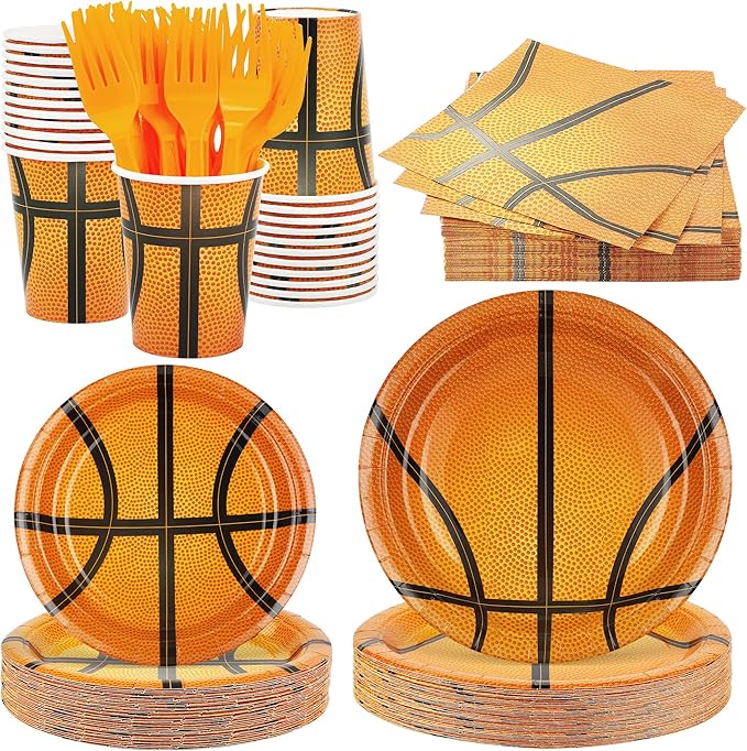 Amazon.com: durony 144 Pieces Basketball Paper Plates and Napkins ...