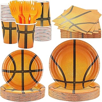 Amazon.com: durony 144 Pieces Basketball Paper Plates and Napkins ...