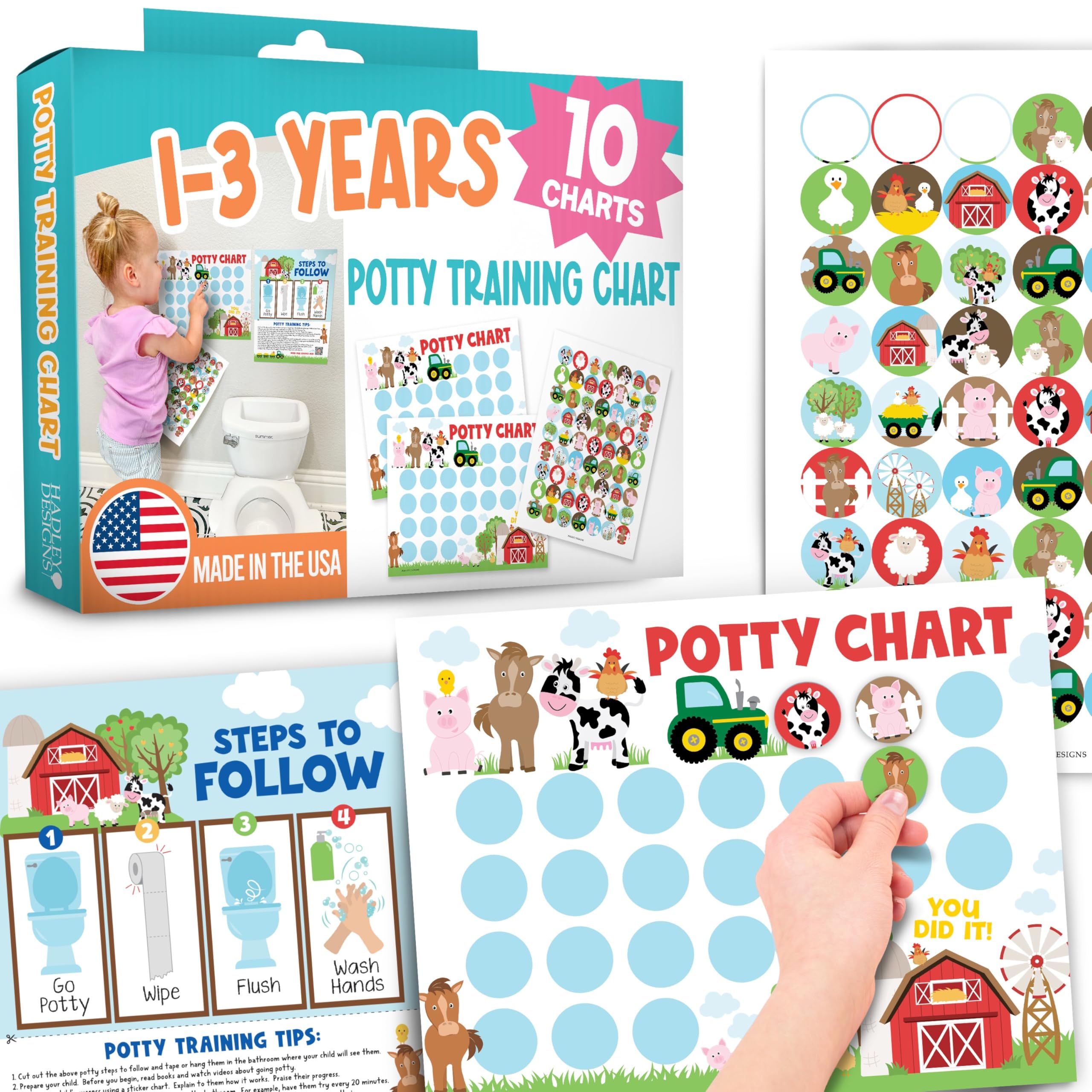 Snapklik.com : Hadley Designs Farm Animals Sticker Chart For Kids Potty ...