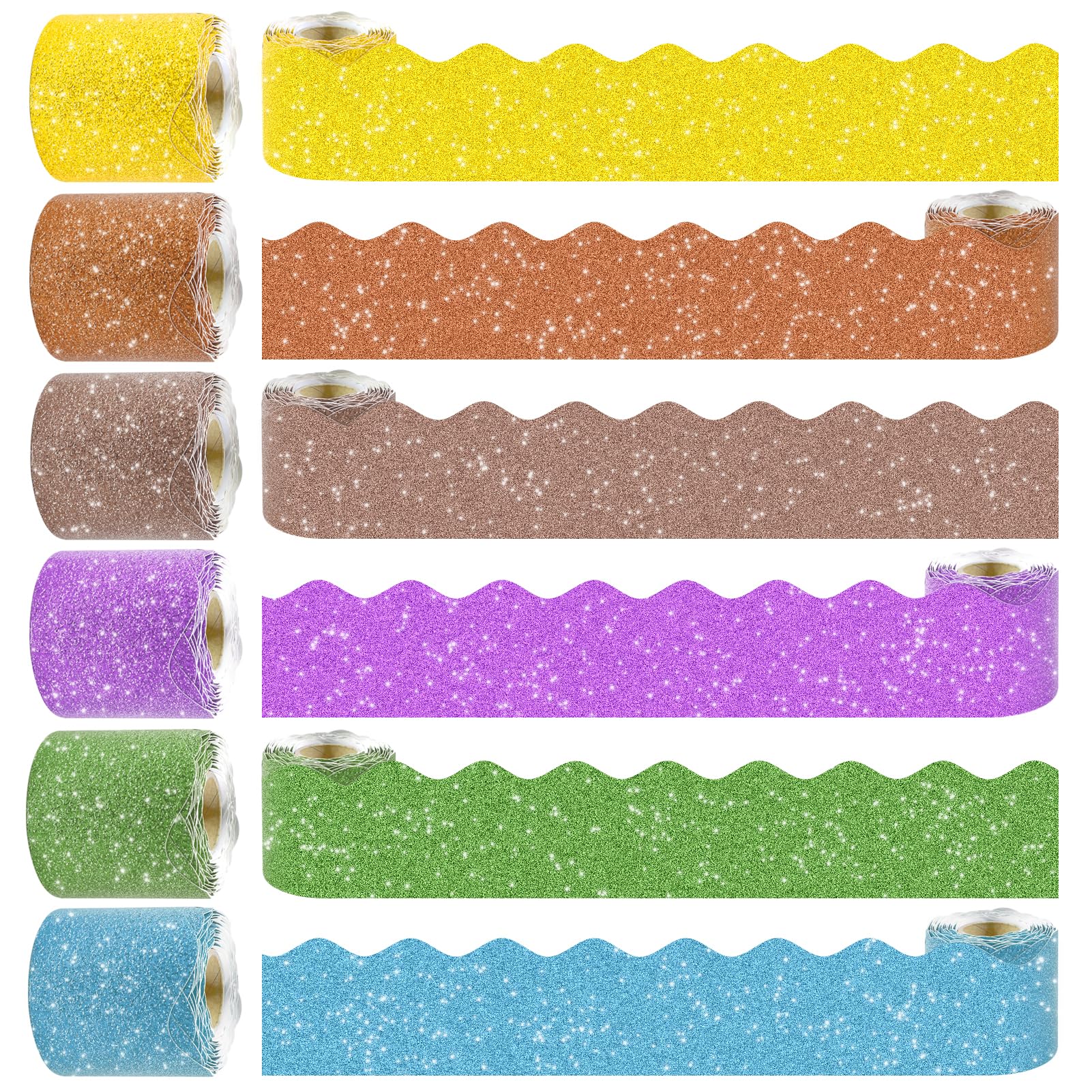 Snapklik.com : 6 Rolls 196.8 Ft Glitter Bulletin Board Borders Set ...