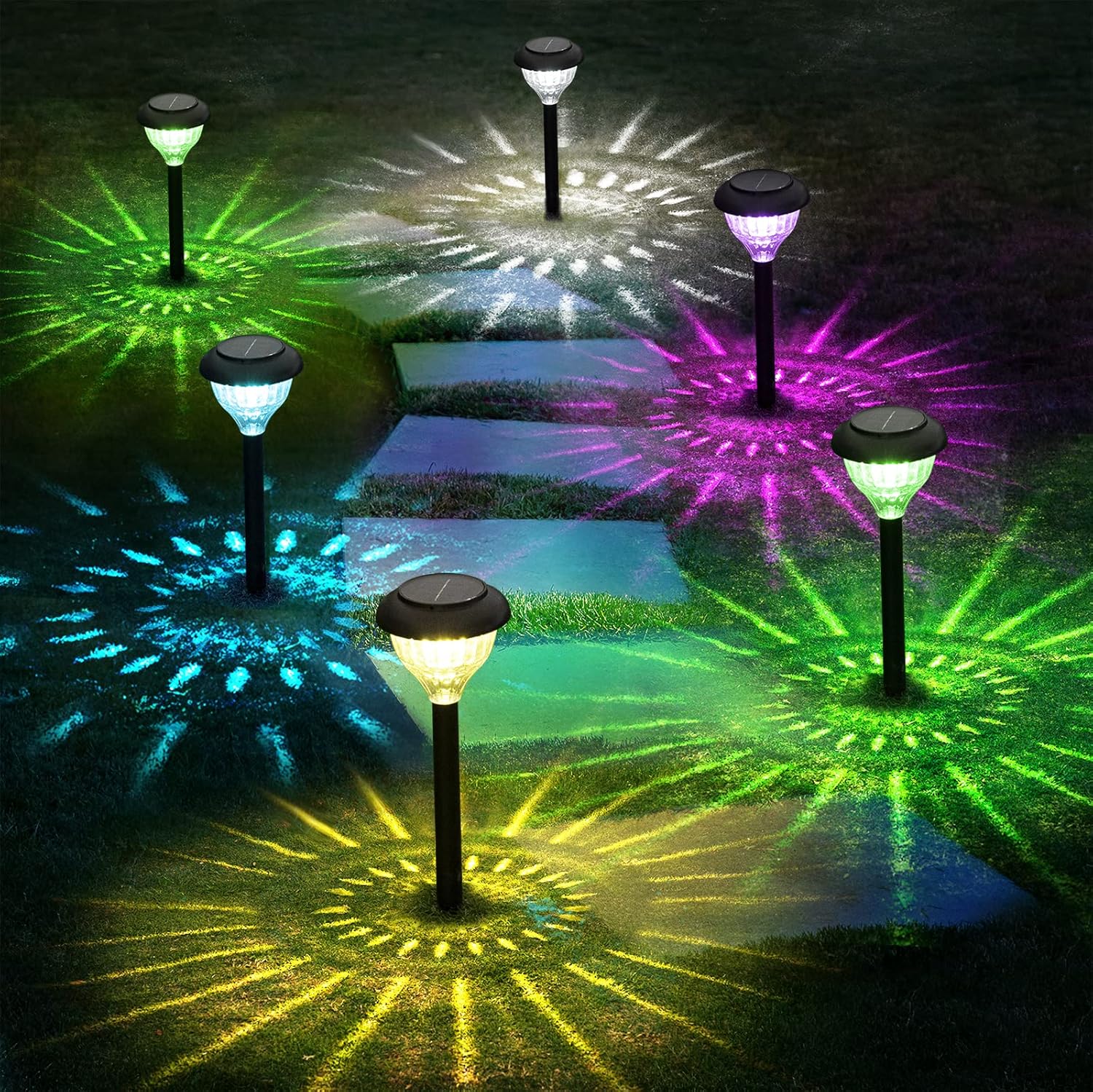 KOOVON Solar Landscape Lights 6 Pack Solar Driveway Lights Color ...