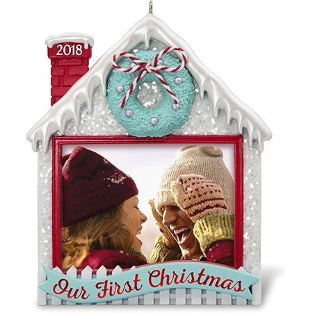 Amazon.com: Hallmark Keepsake Ornament Our First Christmas Photo 2014 ...