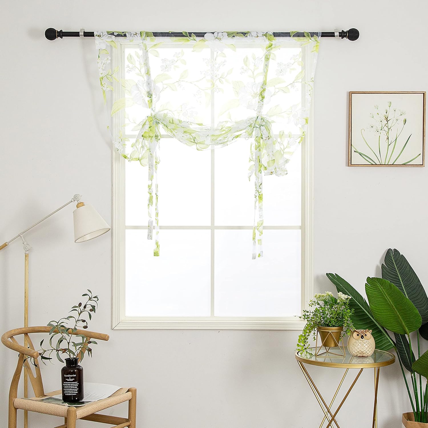 Amazon.com: SMITHOOM 1 Piece Sheer Roman Curtain Rod Pocket Camellia ...