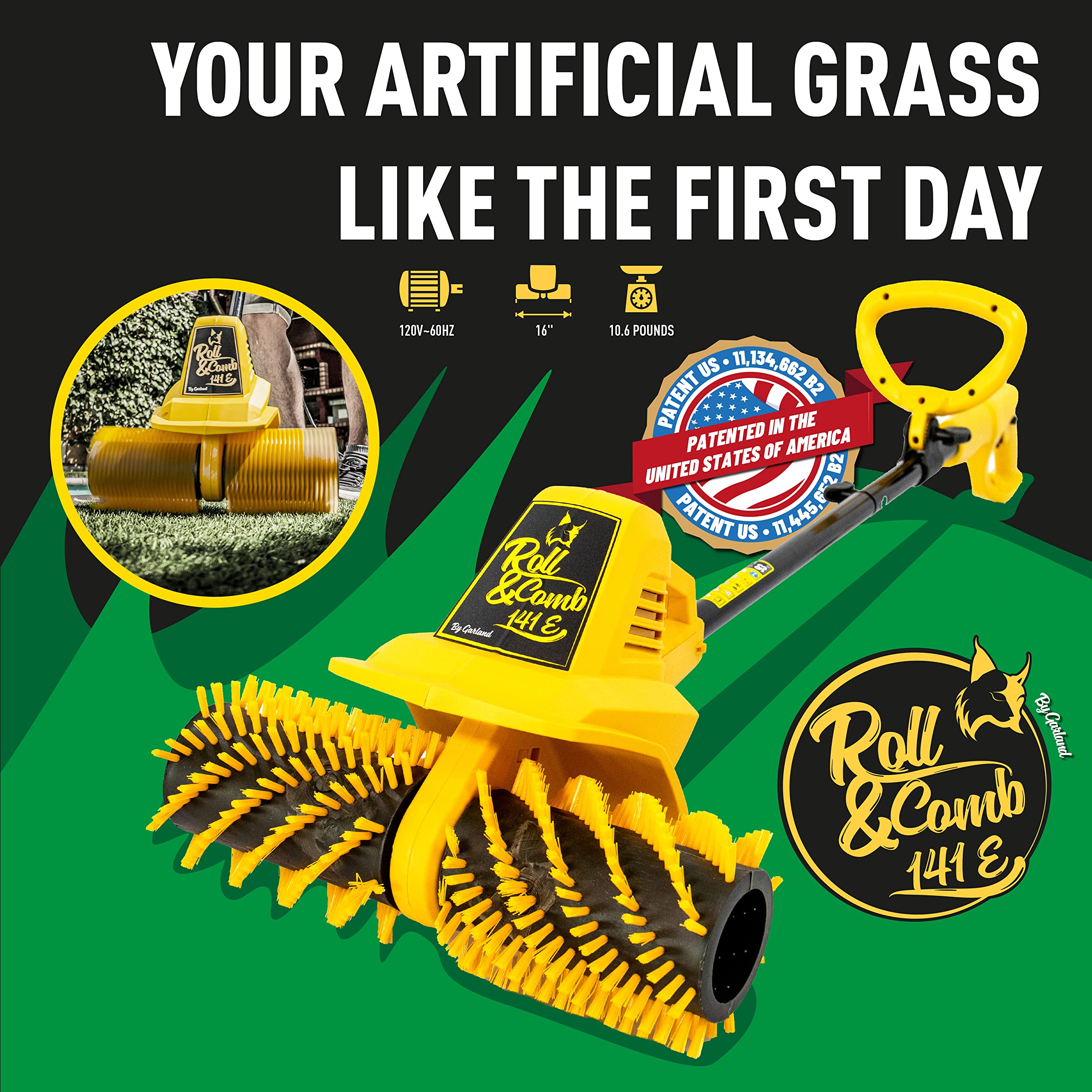 Corded Electric Comber and Sweeper for Artificial Grass - ROLL&COMB ...